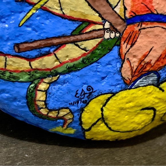 Hand Crafted | Art | Dragon Ball Goku Shenron Rock Painting 5 Lb | Poshmark